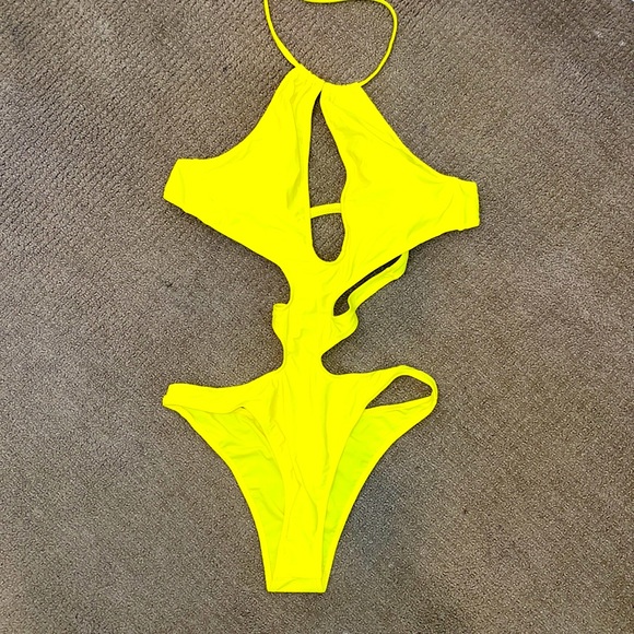 Swank A Posh | Swim | One Piece Neon Yellow Cut Out Swim New Large ...